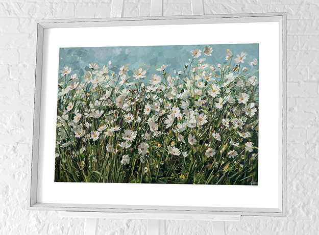 Anne-Marie Butlin (White Cosmos) Pre-Framed Art Print | The Art Group